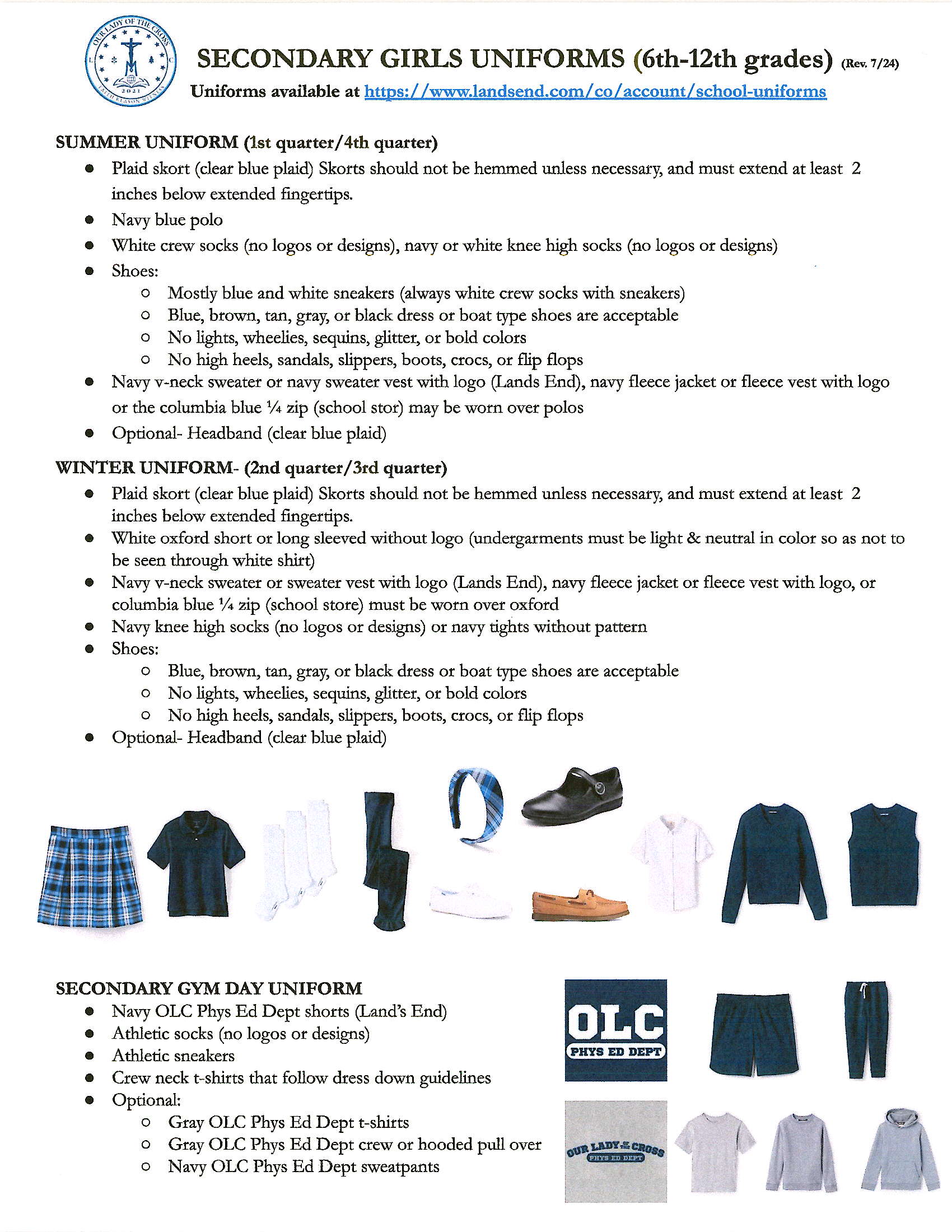 Uniform Policy – Our Lady of the Cross
